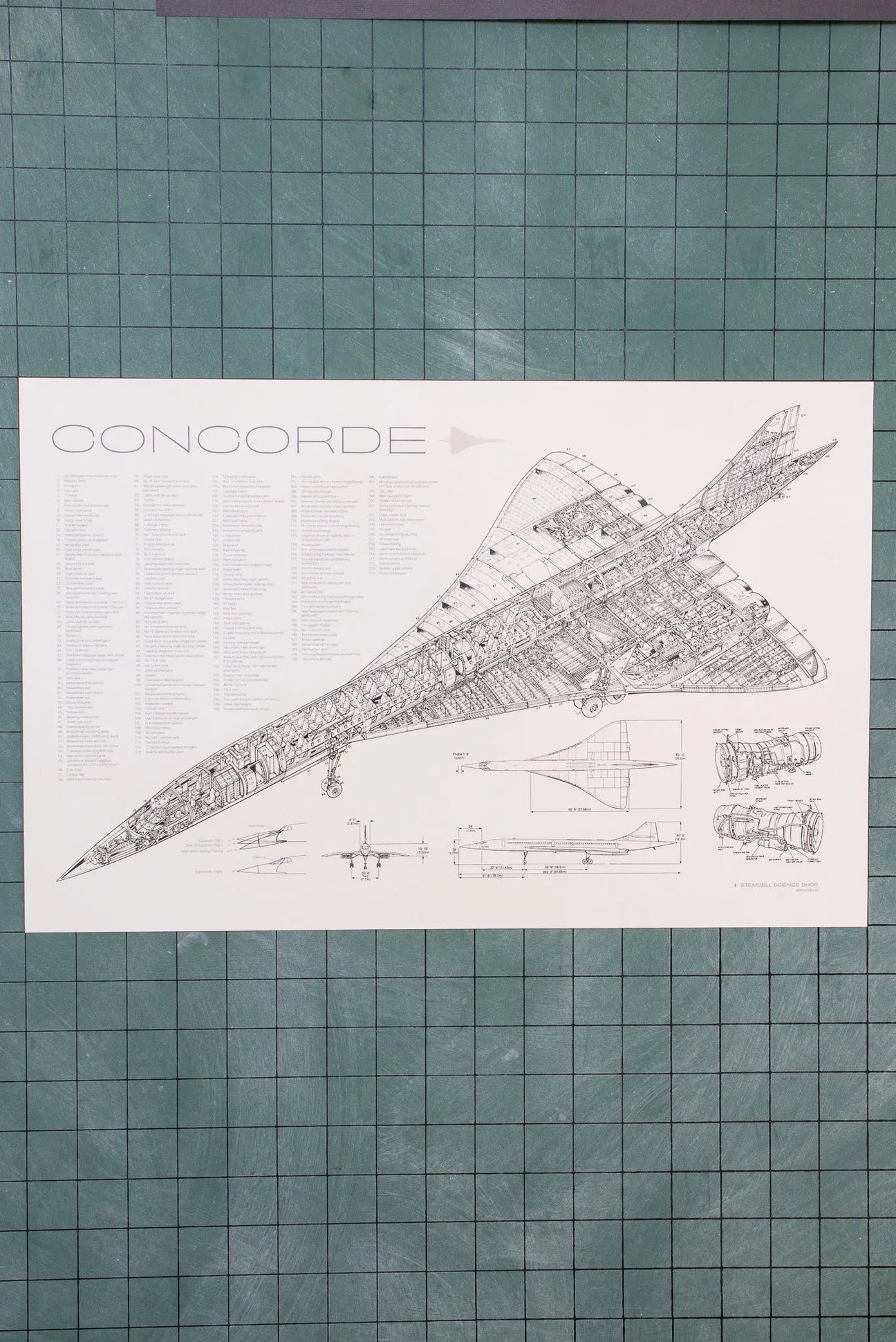 Concorde Supersonic Airliner Schematic Chart – Treasures By The Box