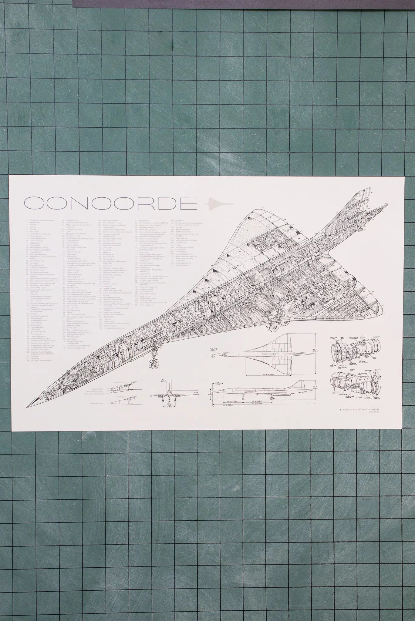 Concorde Supersonic Airliner Schematic Chart – Treasures By The Box